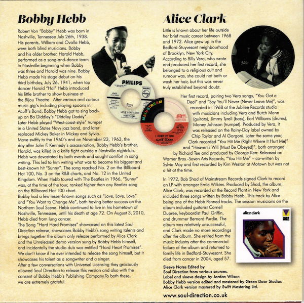 Bobby Hebb - Hard Hard Promises / Alice Clark - Hard Hard Promises 45 ...